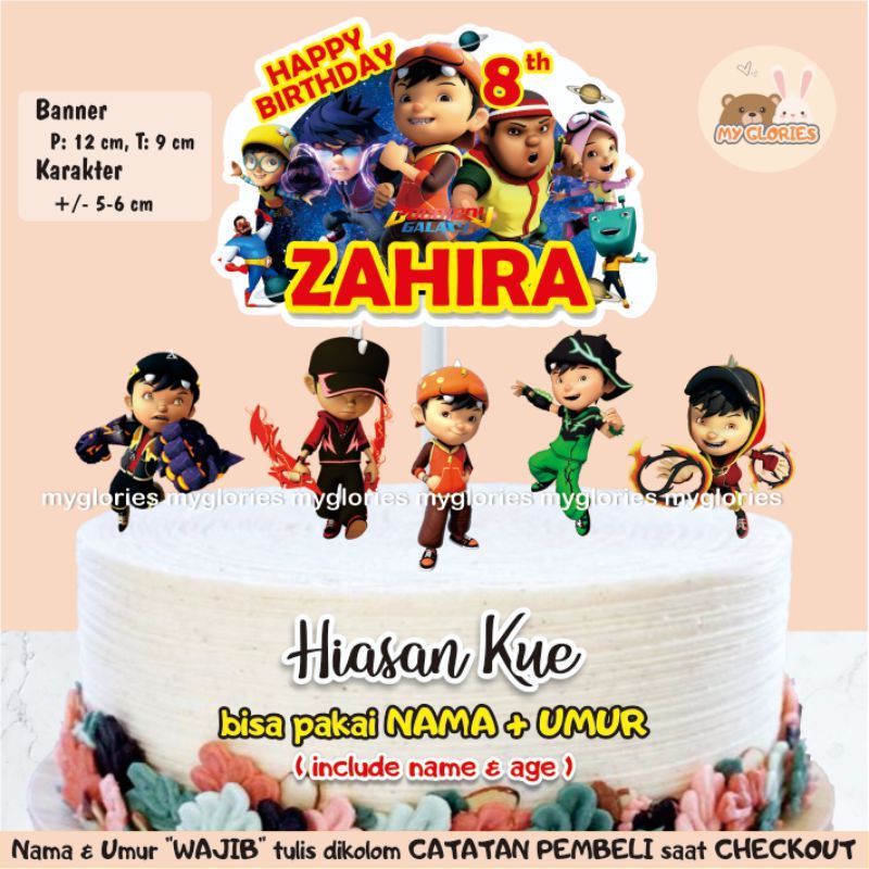 Jual [ CUSTOM NAMA & UMUR ] PART 1 Paket Hiasan Kue Karakter Custom ...