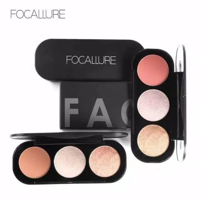 Jual Focallure Blush and highlighter palette 3 colors ORIGINAL | Shopee ...