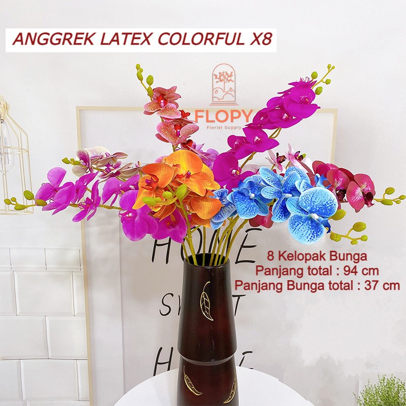 Jual FLOPY [8 Bunga] Anggrek Latex Colorful X8 Artificial Plastik Real ...