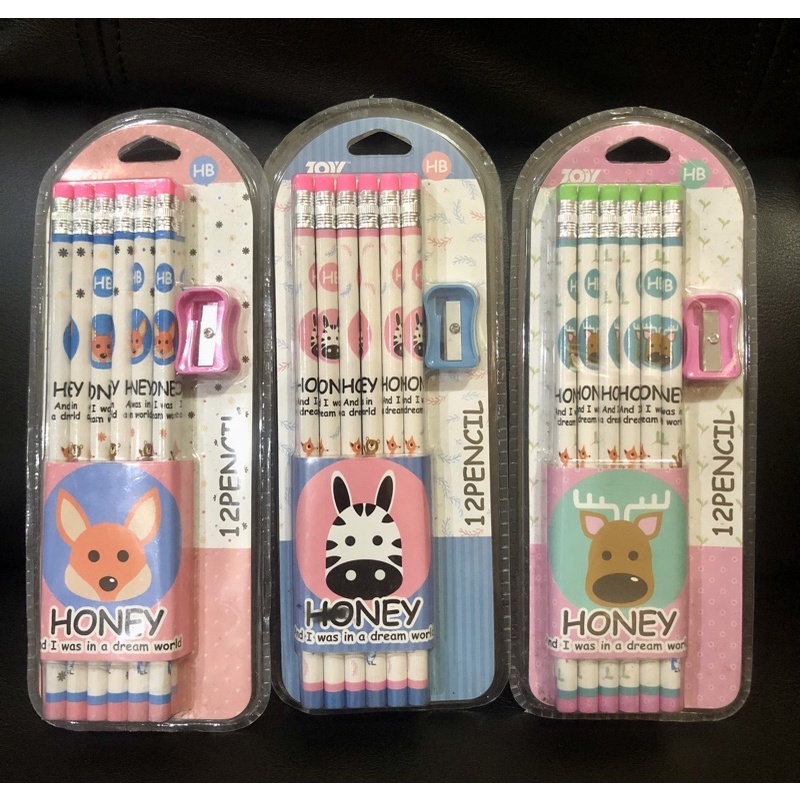 Jual Pensil HB / pensil serut isi 12pcs + serutan karakter binatang ...