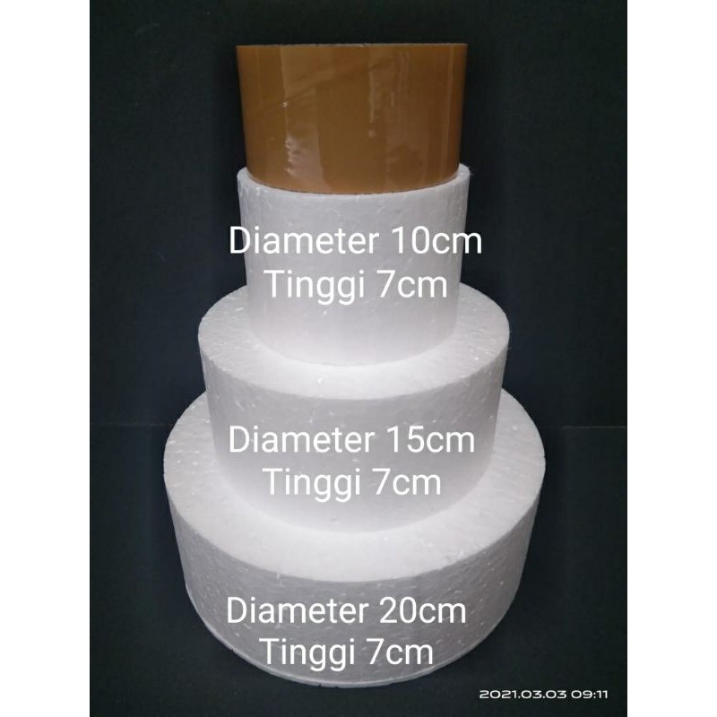 Jual 3 Susun Tinggi 21cm Dummy Cake Styrofoam Gabus Kue Bulat Tingkat ...