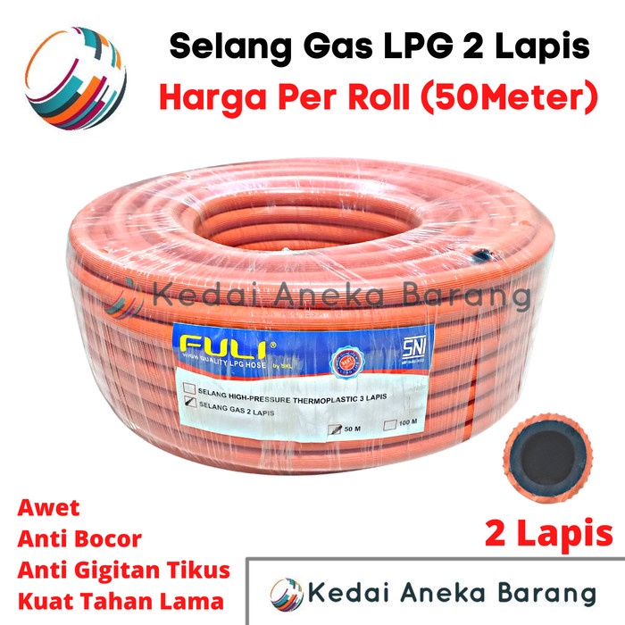 Jual Selang Gas Kompor LPG 2 Lapis SNI High Quality Per Roll 50M 50 ...