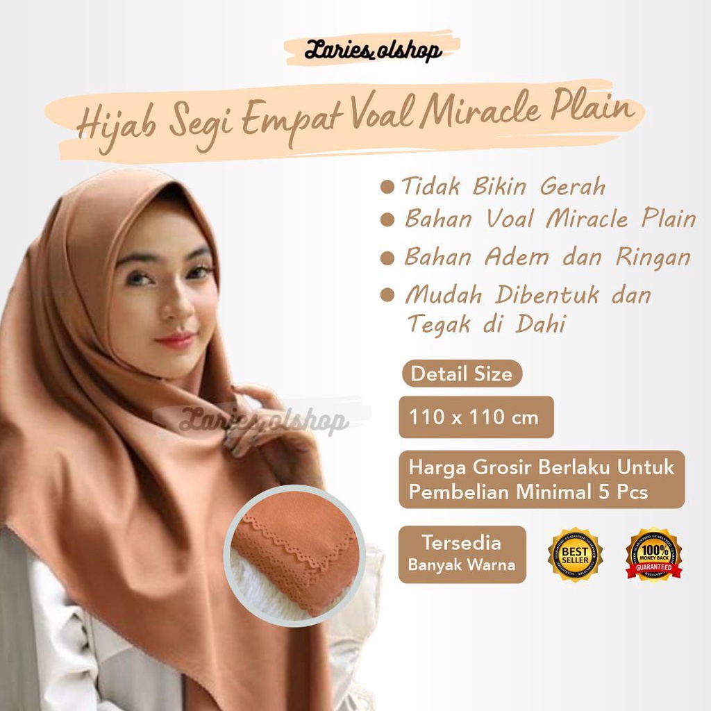 Jual Hijab Segi Empat Laser Cut kerudung Voal Miracle Plain Import JIlbab Ori Umama scarf Label ...