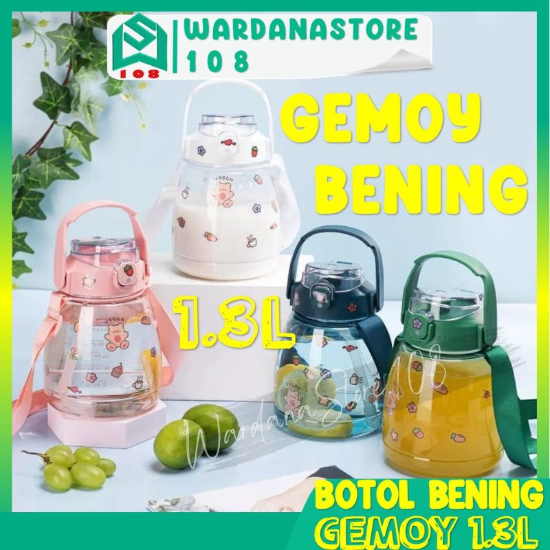 Jual Botol Minum Gemoy Bening 1 3 Liter Sudah Dapat Stiker Tali Sedotan ...