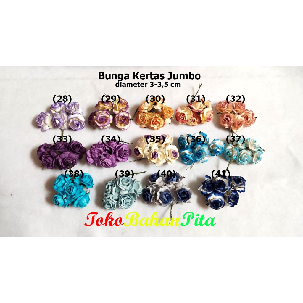 Jual (1 IKAT) BUNGA MAWAR KERTAS JUMBO | BUNGA HIAS | BUNGA CRAFT ...