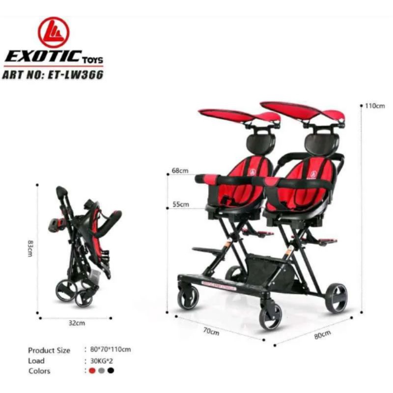 Jual Stroller Twins Exotic LW-366, Spacebaby SB-1013 Toys, Cup Holder, 5Point Seat-belt | Shopee ...