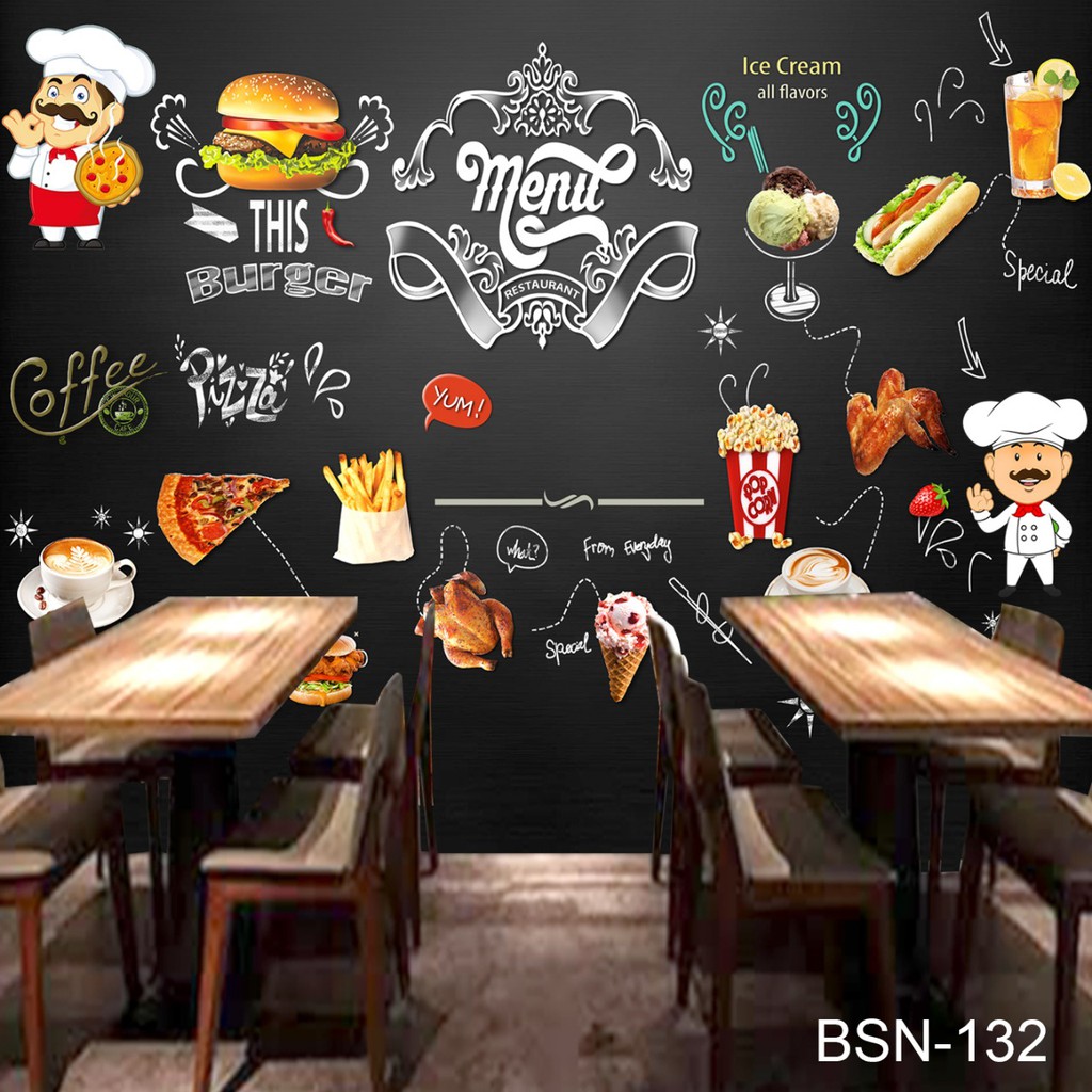 Jual Wallpaper Custom 3D Cafe Walpaper Restaurant Sticker Resto Stiker ...