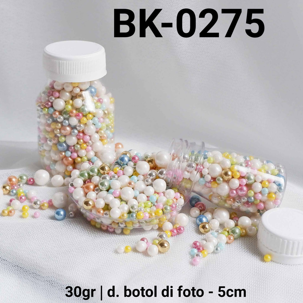 Jual BK-0275 Sprinkles sprinkle springkel 30gr mutiara perak emas mix ...