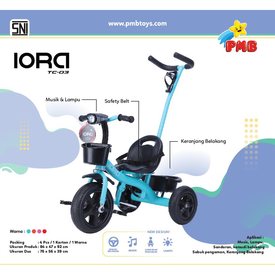 Jual SEPEDA ANAK RODA 3 TRICYCLE IORA TC03 SNI MUSIK LAMPU | Shopee Indonesia