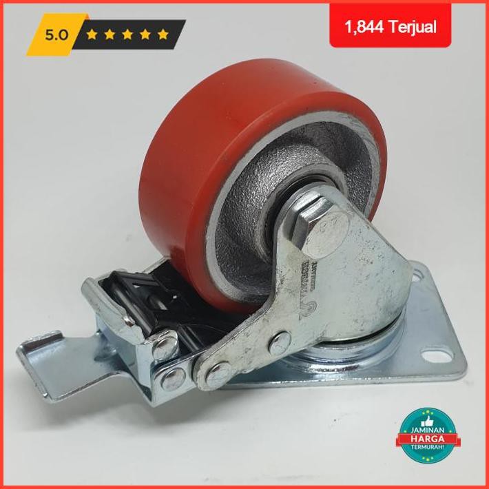 Jual Roda Pu Flat Besi Cor Medium Duty Vintech Germany 3 Inch Plat Rem ...