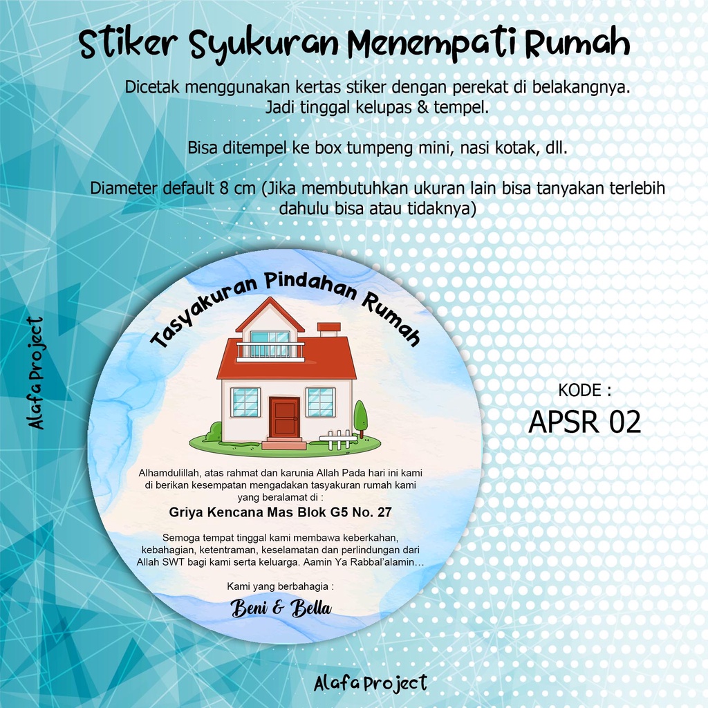 Jual AlafaProject Stiker Syukuran Menempati Rumah / Label Bulat Tumpeng ...