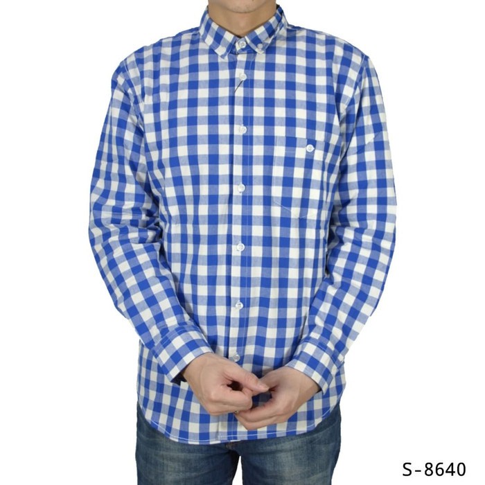 Jual KEMEJA FLANEL FLANNEL KOTAK PERSEGI BIRU PUTIH - Sesuai Di Foto, M ...