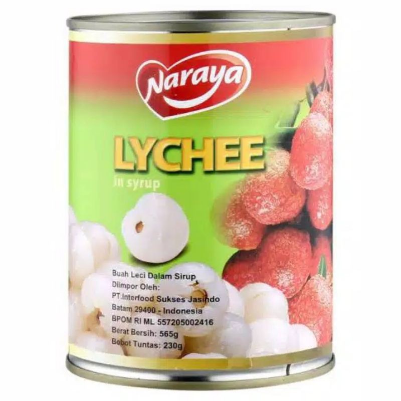 Jual Naraya Lychee In Syrup Canned Minuman Buah Leci / Lychee Kaleng [565 g] | Shopee Indonesia