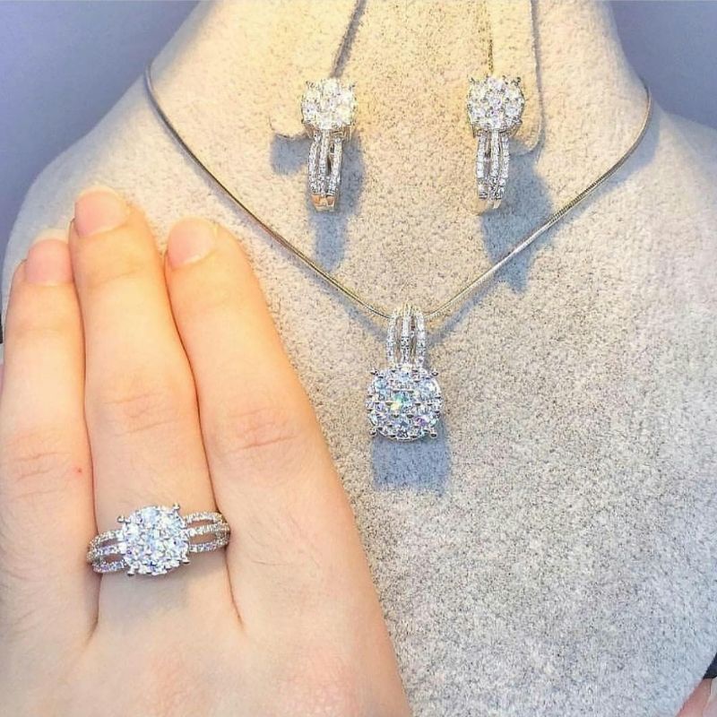 Jual Set Perhiasan Silver Wanita Full Diamond Premium | Shopee Indonesia