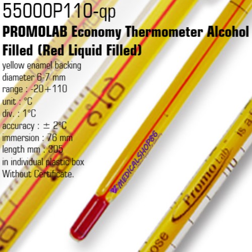 Jual Glass Thermometer, Red Liquid Filled. PROMOLAB by ALLA FRANCE ...