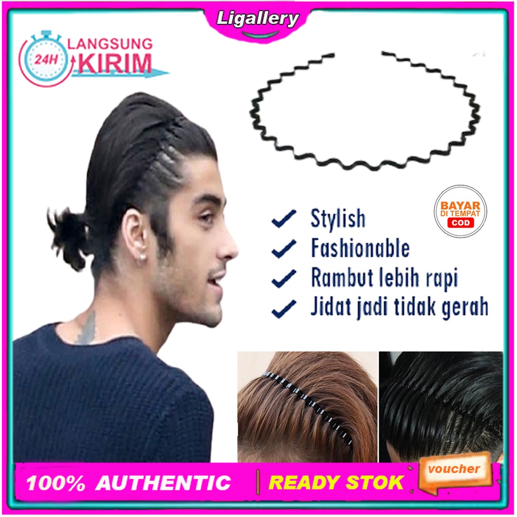 Jual [BISA COD] 1 Pcs Bando kawat pria ombak gelombang zigzag hitam ...
