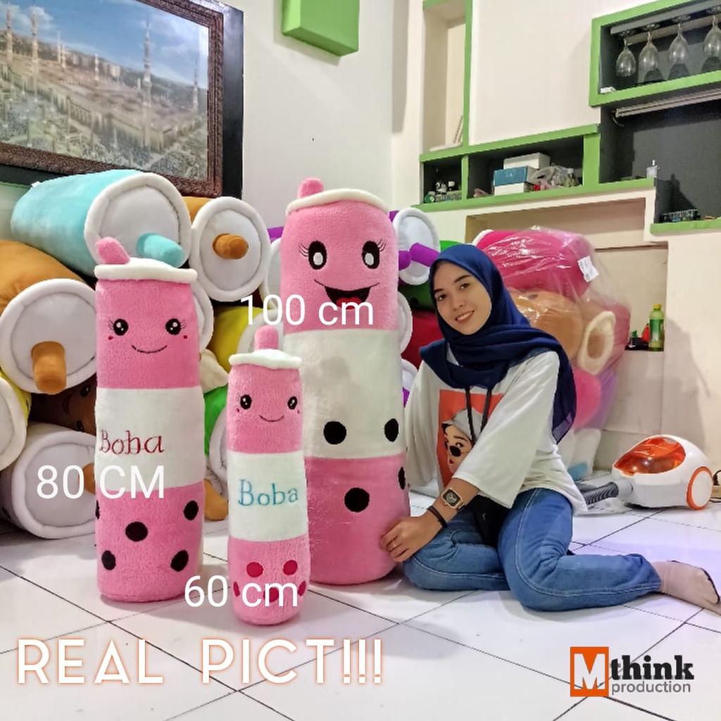 Jual Guling boneka boba milk tea kain halus original jumbo 80cm harga ...