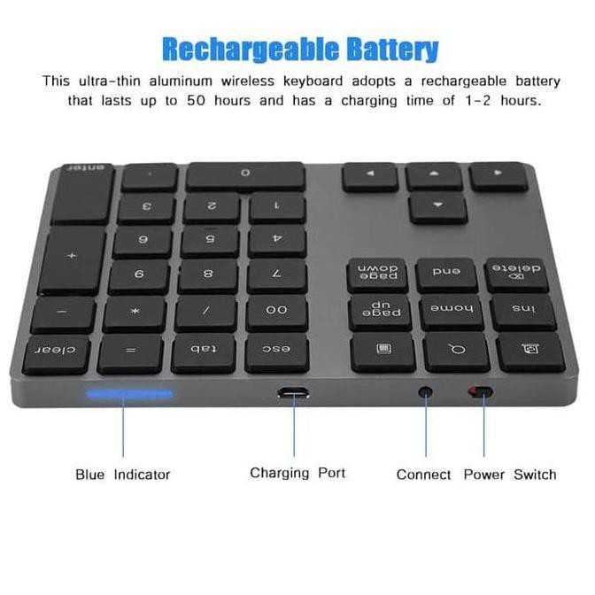 Jual Sale Mini Bluetooth Numeric Keypad Numpad Number 34 Keys Pad Terlengkap | Shopee Indonesia