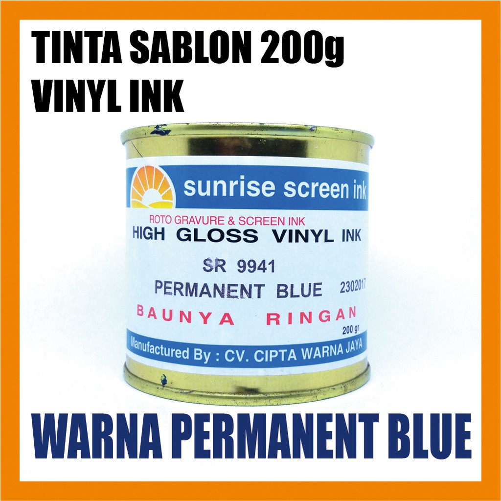 Jual Tinta / Cat Sablon Vinyl Ink 9941 PERMANENT BLUE 200g | Shopee ...