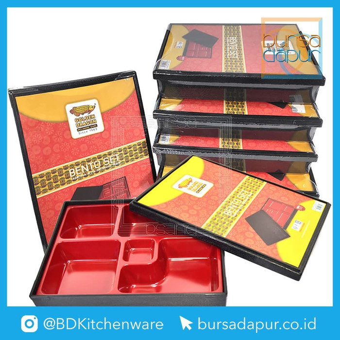 Jual 0vdt7n Golden Dragon Melamine Piring Sekat Bento Set 10 In-Bento ...