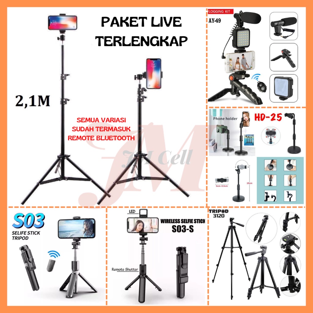 Jual Paket Live Streaming Terlengkap / Tripod 2,1 Meter / Vlogging Kit ...