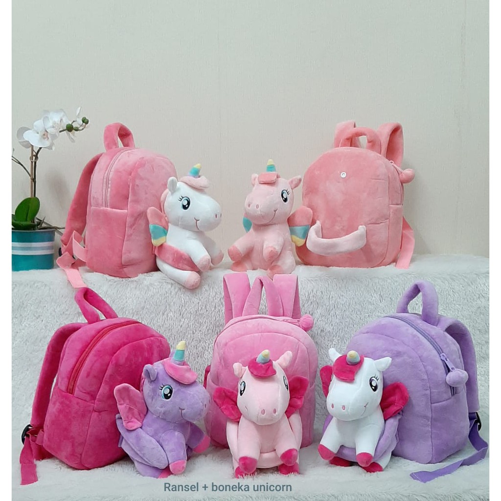 Jual Tas Ransel Unicorn Boneka Lepas Tas Anak Paud TK/Kado Hadiah Ultah ...