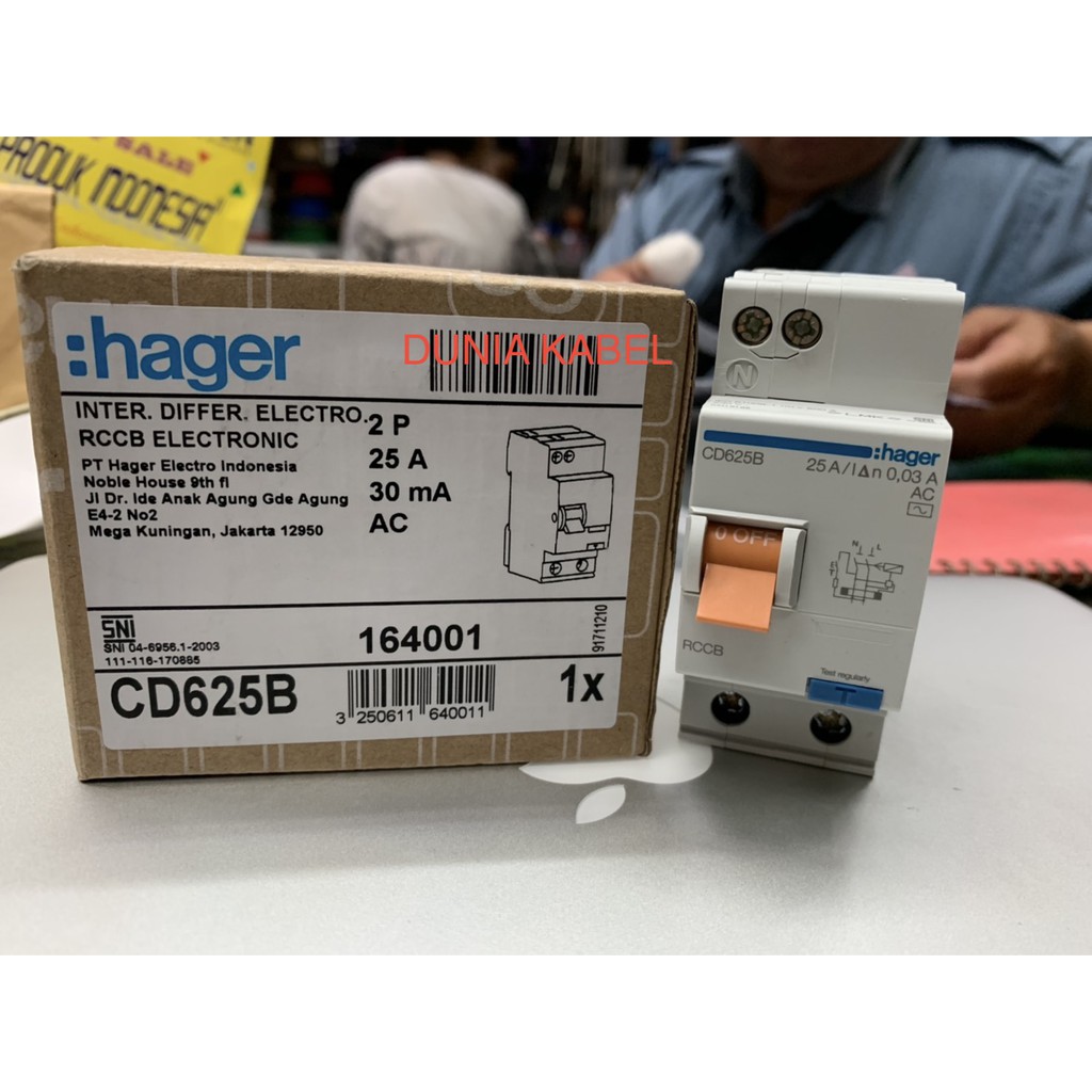 Jual ELCB / RCCB Hager 2P 25A 25 Amper Ampere 30mA CD625B | Shopee Indonesia