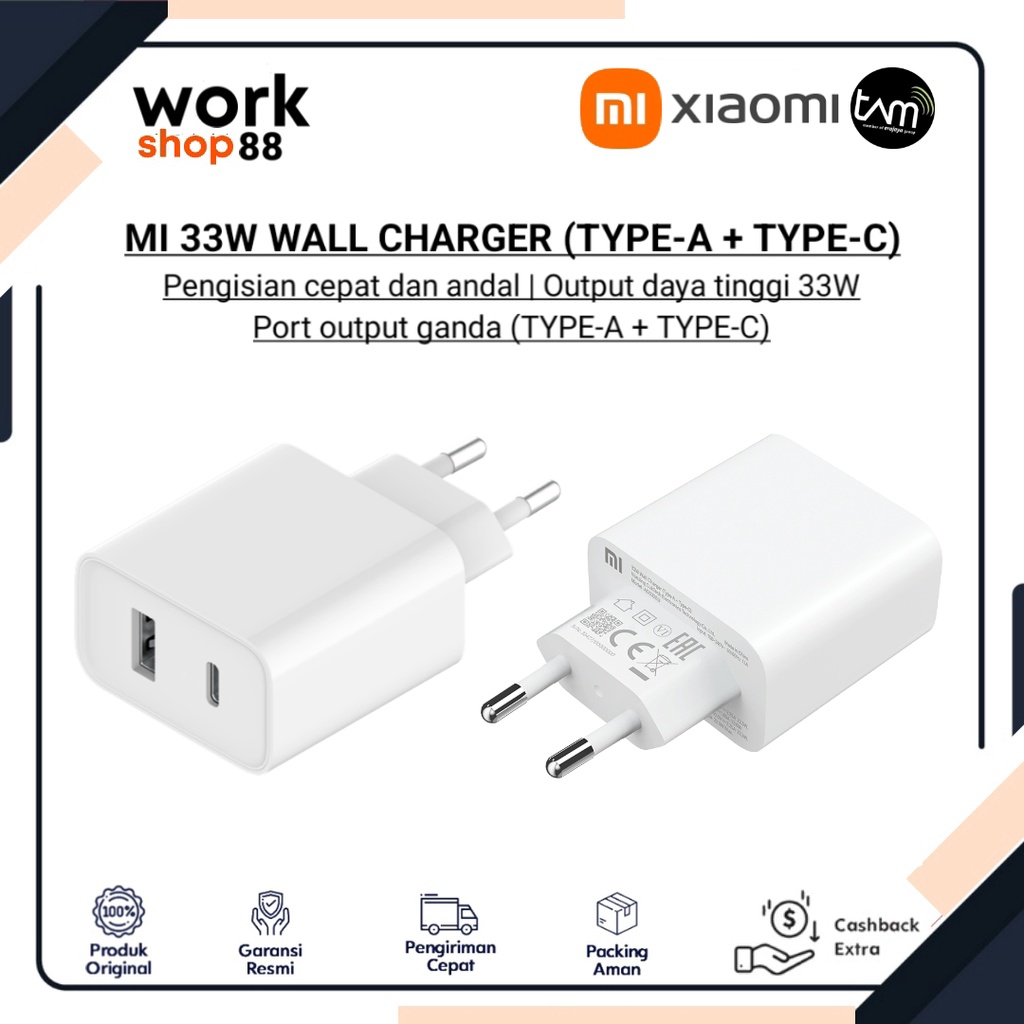 Jual Baru Xiaomi Mi 33W Wall Charger ( Type-A + Type-C ) - New Original ...