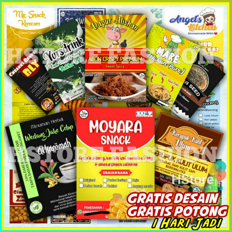 Jual CETAK STIKER MAKANAN LABEL KEMASAN STICKER CUSTOM LOGO STIKER KUE ...