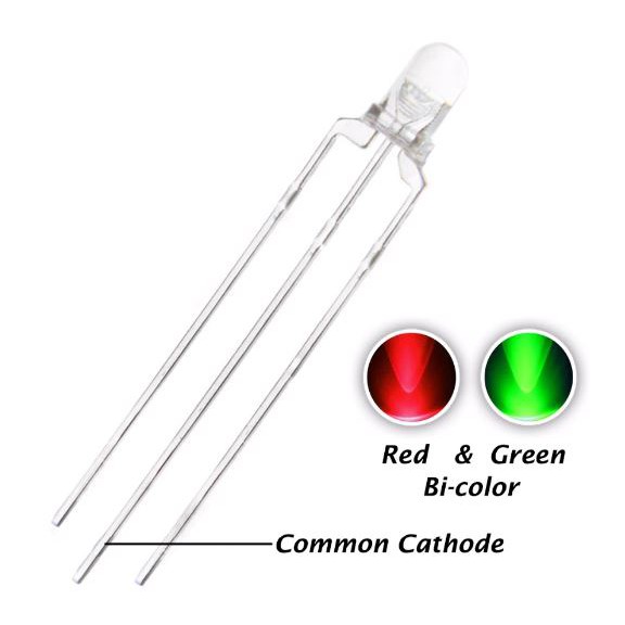 Jual LED BICOLOR 3mm Clear RED GREEN Common Cathode 3pin 2warna Merah ...