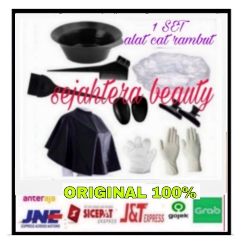 Jual alat cat rambut set mangkok sisir sarung tangan kuas pewarna ...