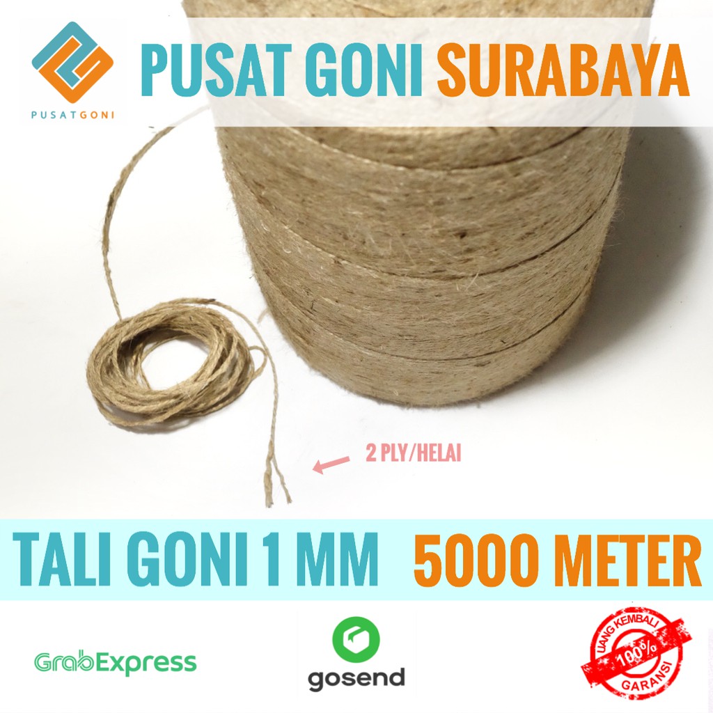 Jual Tali Goni 2 Ply 5000 Meter - Tali Rami 1MM - Tali Karung Goni ...