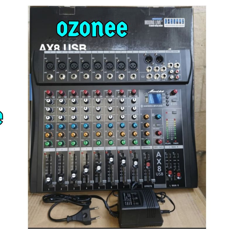 Jual MIXER AUDIO MICROVERB AX8 USB 8 CHANNEL FULL USB BLUETOOTH MP3 ...