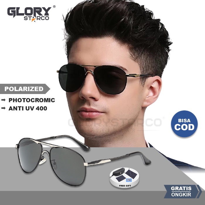 Jual Kacamata Hitam Pria Wanita Polarized Anti Silau Aviator 8722 | Shopee Indonesia