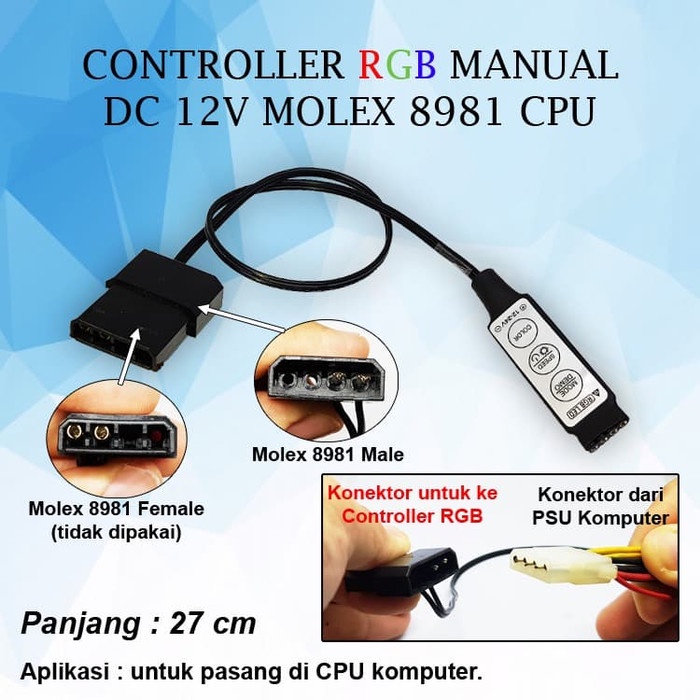 Jual Driver Controller RGB Manual MOLEX 8981 SATA DC 12V for CPU Komputer | Shopee Indonesia