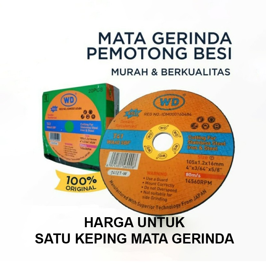 Jual 1 Lempeng batu gerinda wd potong besi stainless / BATU POTONG WD ...