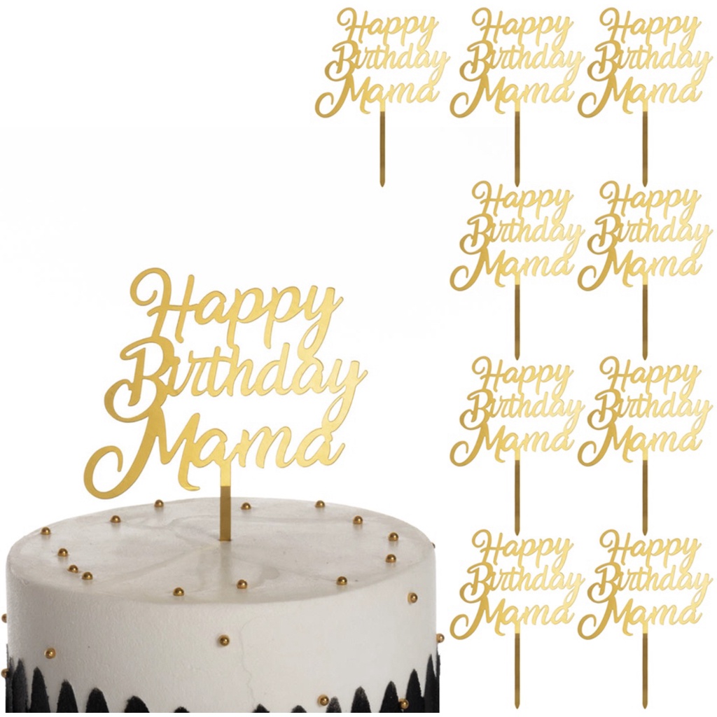 Jual TOPPER CAKE HBD MAMA happy birthday mama | Shopee Indonesia