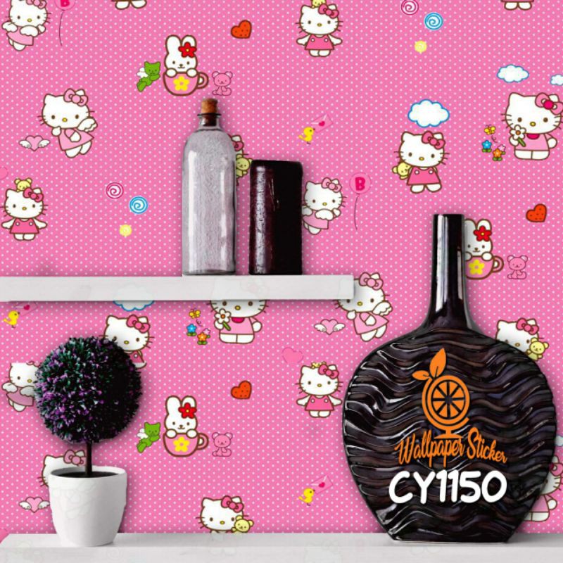 Jual Hello kitty dot pink Wallpaper sticker dinding ukuran 45 cm x 10 m cy1150 | Shopee Indonesia