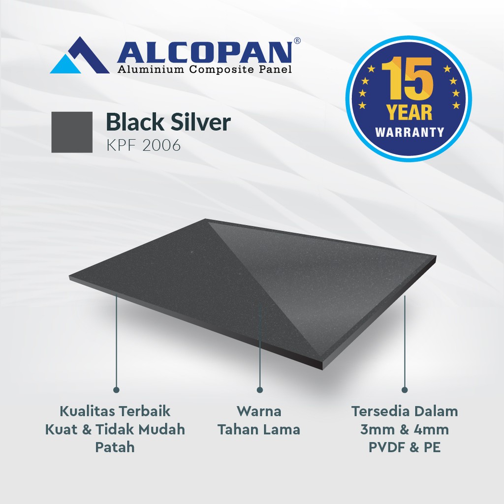 Jual ( Free Kurir Toko ) ACP Alcopan Black Silver 4mm PVDF Outdoor ...
