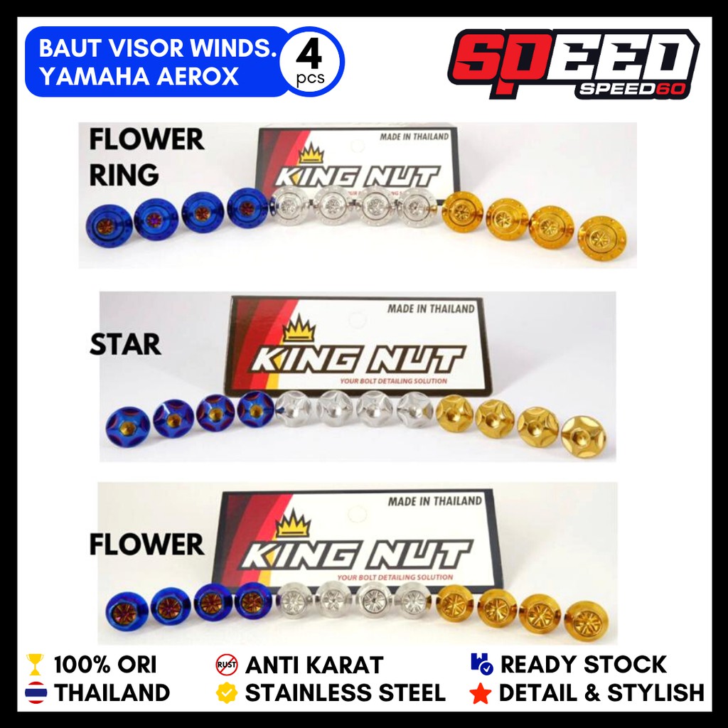 Jual Baut Visor Windshield Aerox Baut Probolt Stainless Steel King Nut ...