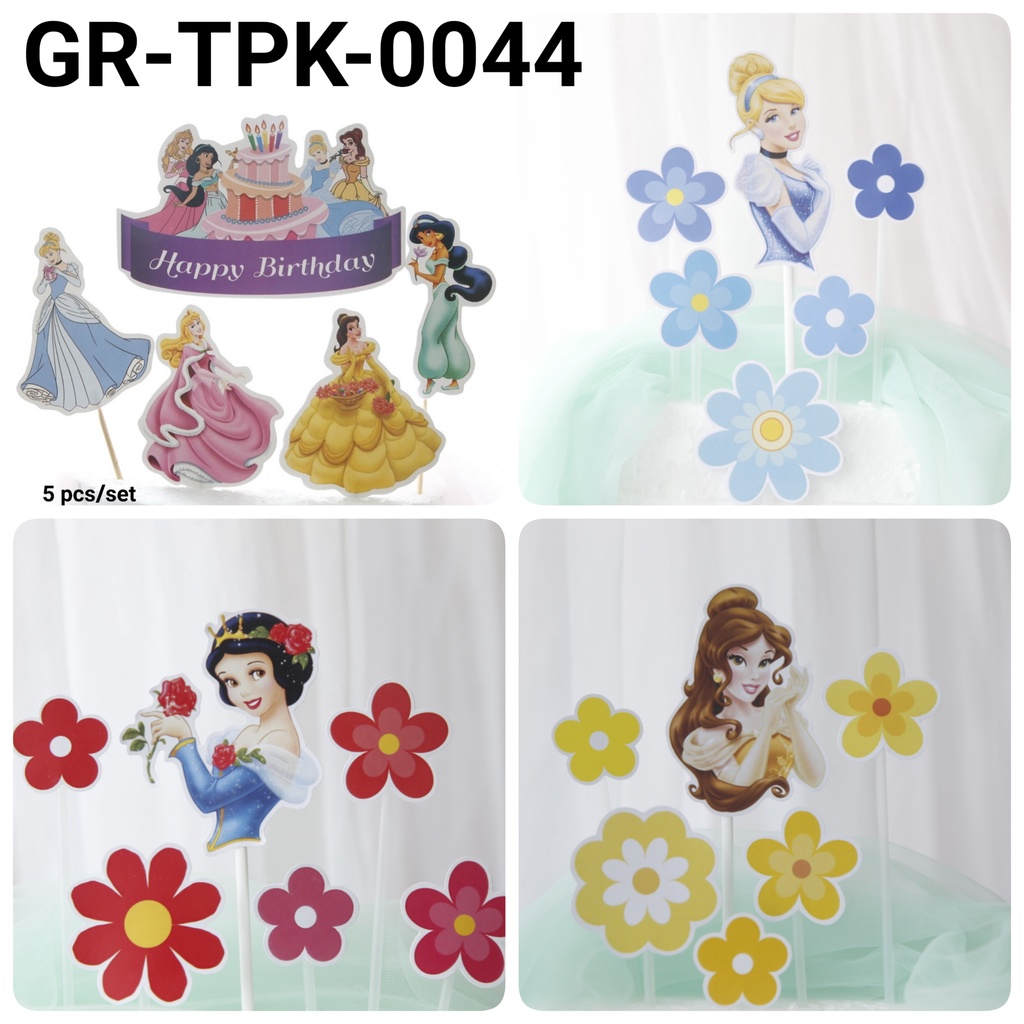 Jual TPK-0044 Cake topper hiasan kue tart princess cinderella belle jasmine yamama baking ...