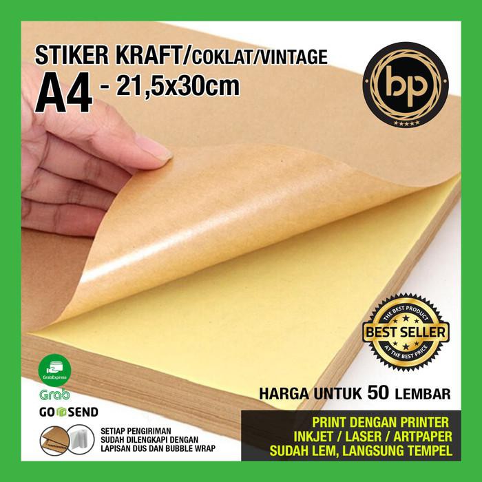 Jual Kertas / A4 Label/Print Kertas Stiker / Sticker Kraft / Coklat ...