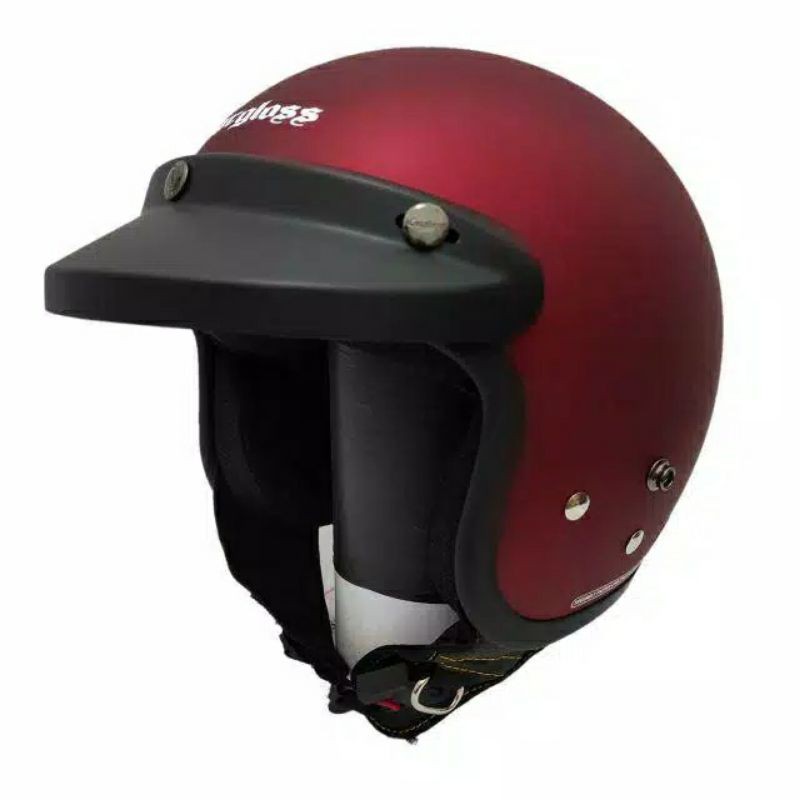 Jual Helm Bogo Cargloss Retro Original Maroon doff set Goggle mask ...