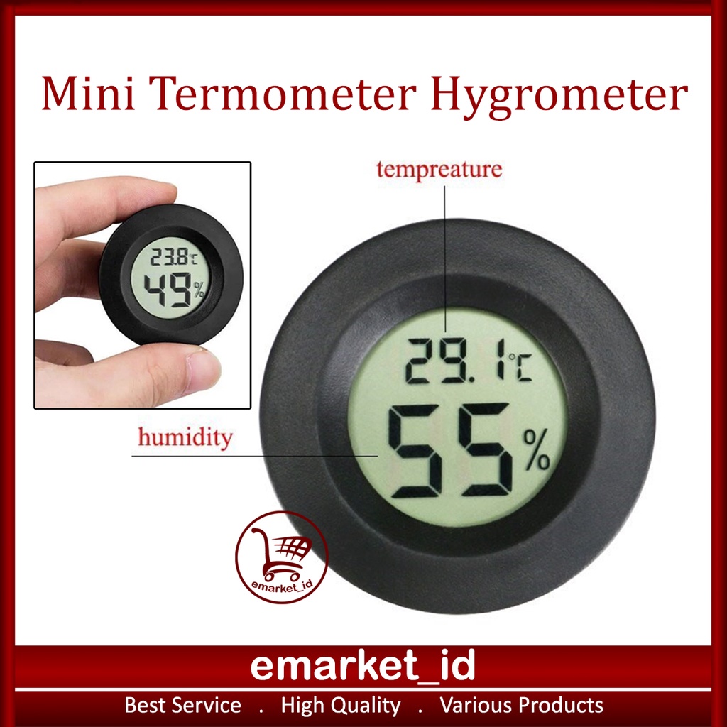 Jual Termometer Hygrometer Mini / Thermometer Digital LCD Bulat Kandang ...