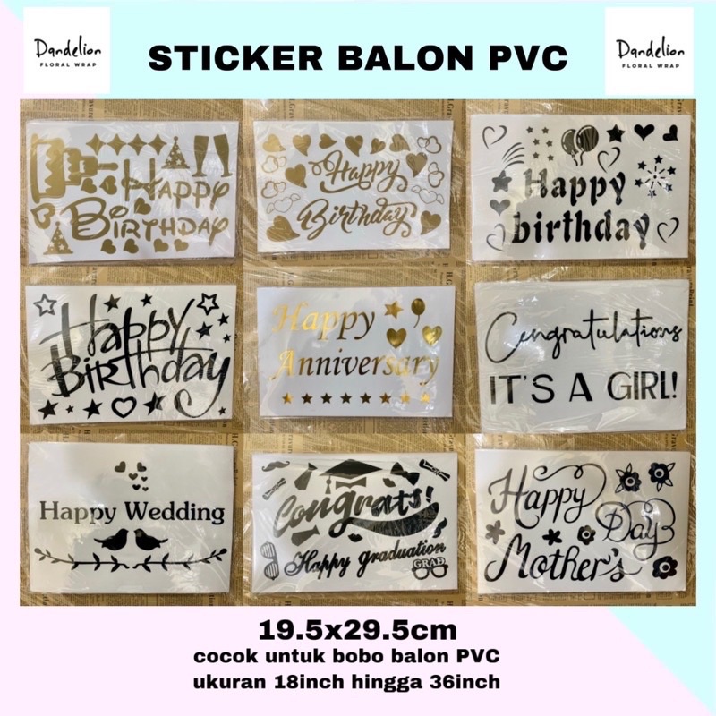 Jual STICKER BALON PVC ECER UNTUK BALON 10 INCH, 18 INCH, 24 INCH, 36 ...