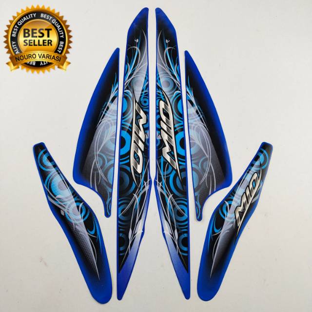 Jual stiker striping motor yamaha mio 2011 2012 biru list body standar ...