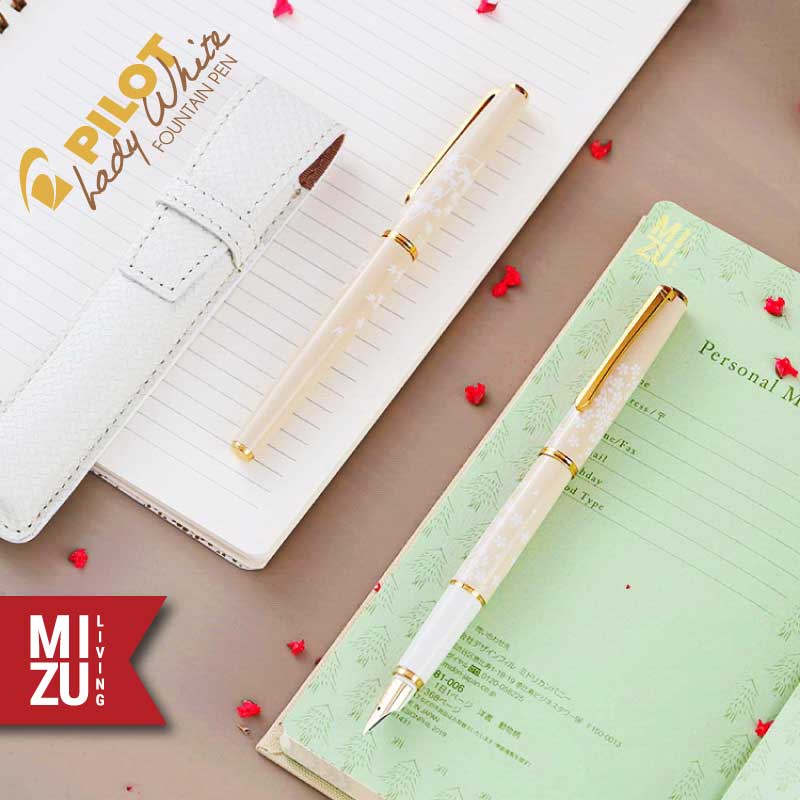 Jual MIZU PILOT LADY WHITE FD-18SR 14K Gold Nib Sakura Cherry Blossom ...
