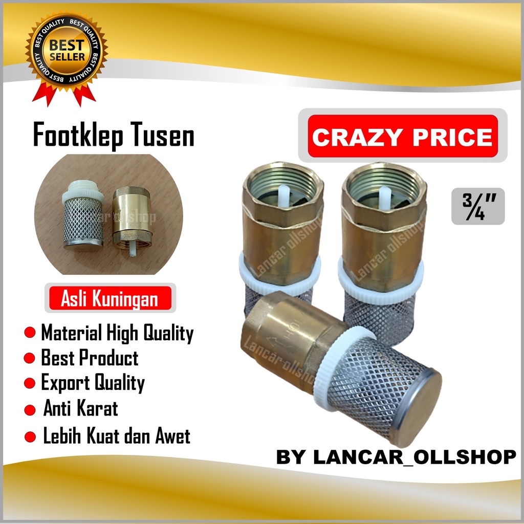 Jual Foot klep kuningan 3/4 inch | Shopee Indonesia