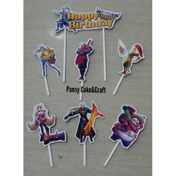 Jual Cake topper / cupcake topper Mobile Legend Real + banner happy ...