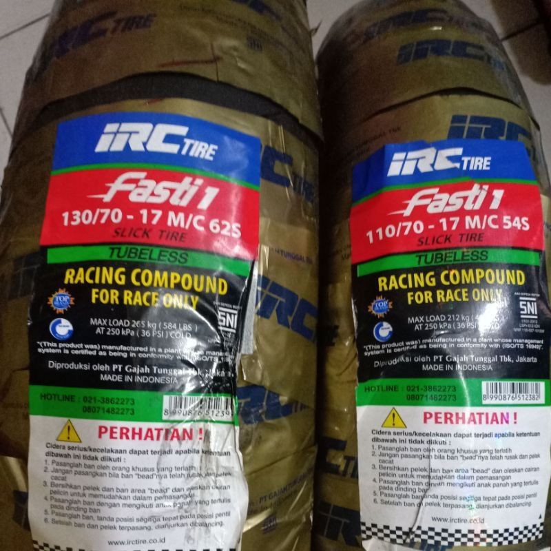 Jual ban irc fasti 1 ring 17 sepasang dpn/blkg ukuran 110-70/17 dan 130 ...
